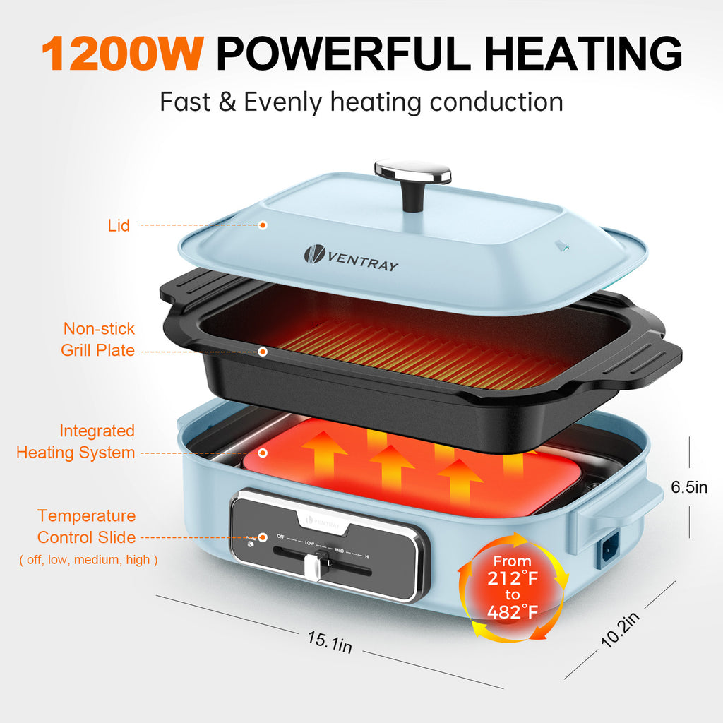 Ventray Smokeless Electric Indoor Grill - Multifunctional Cooker ...